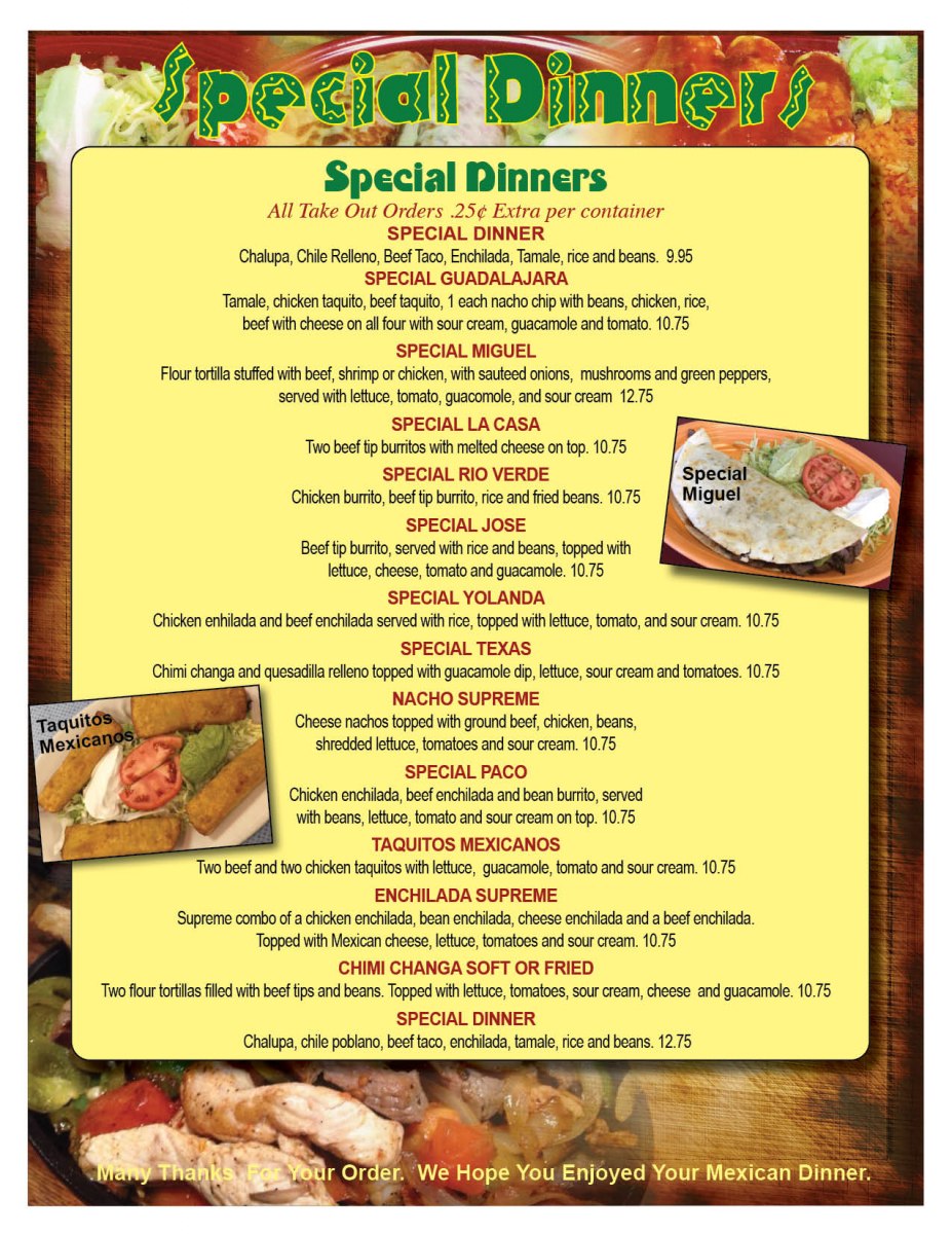 Menu – Rio Verde