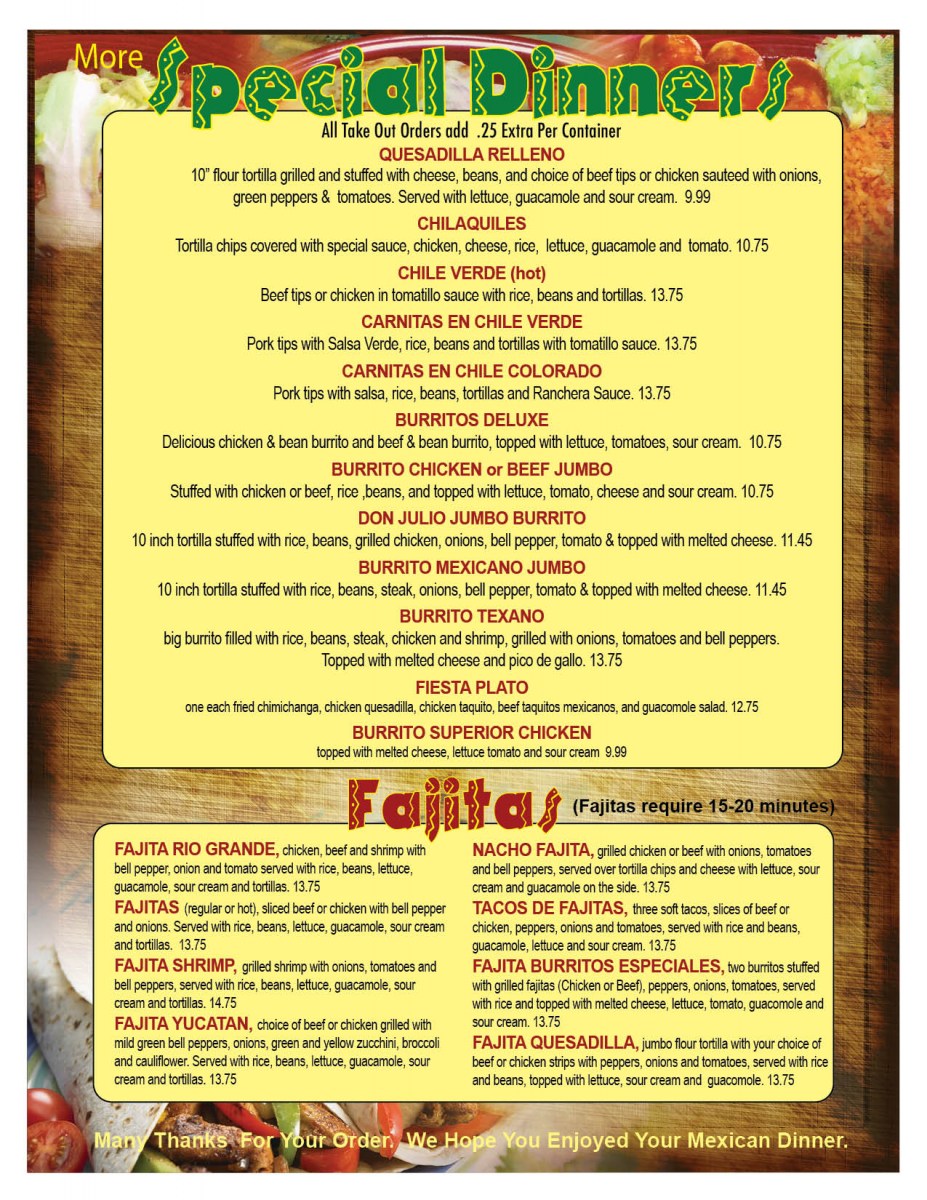 Menu – Rio Verde