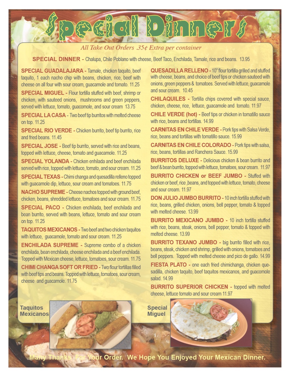 Menu – Rio Verde